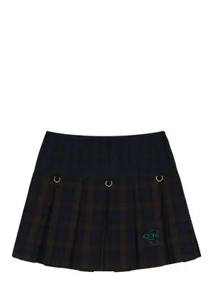 BRAIN DEAD Coach X Plaid Pleated Mini Skirt - Brown