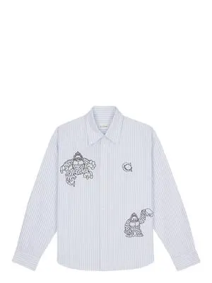 BRAIN DEAD X Coach Striped Long Sleeve Shirt - Blue
