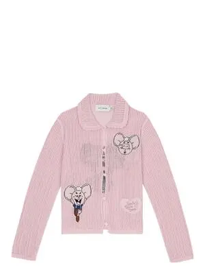 BRAIN DEAD X Coach Intarsia Kachi Mouse Knit Cardigan - Pink