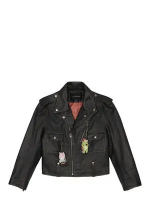 BRAIN DEAD X Coach Leather Biker Jacket - Black
