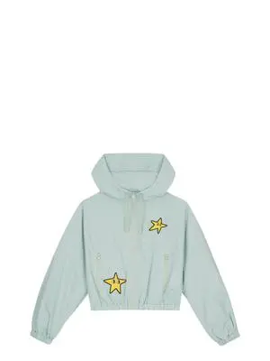 BRAIN DEAD Coach X Cropped Star Windbreaker - Green