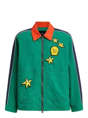 BRAIN DEAD X Coach Nylon Racer Jacket - Green