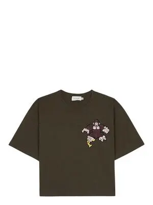 BRAIN DEAD Coach X Cropped Football T-shirt - Grey