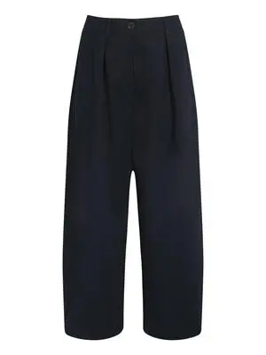 ME+EM Cotton Barrel-leg Trousers - Navy