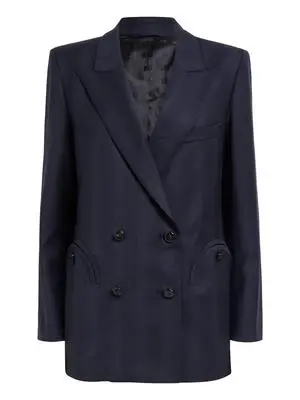 BLAZÉ MILANO Virgin Wool Double-breasted Blazer - Navy