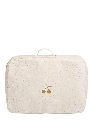 Bonpoint Coated Cotton Suitcase With Cherry Logo - Gold