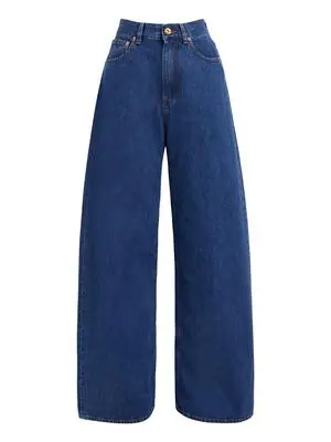 BLAZÉ MILANO Wide Leg Jeans With Logo Detailing - Blue