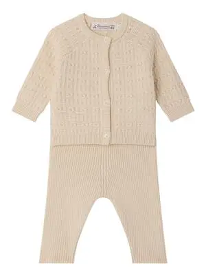 Bonpoint Cotton Cardigan And Trousers Set - Ivory