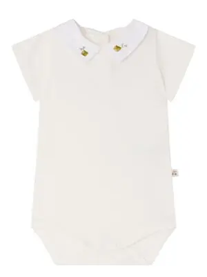 Bonpoint Embroidered Cotton Bodysuit - White