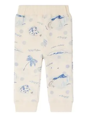 Bonpoint Cotton Printed Sweatpants With Elasticated Waist - Blue