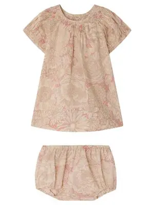 Bonpoint Cotton Floral Print Dress And Bloomer Set - Pink