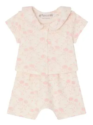 Bonpoint Cotton Floral Top And Shorts Set - Pink