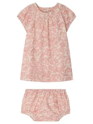 Bonpoint Cotton Floral Print Dress And Bloomers Set - Pink