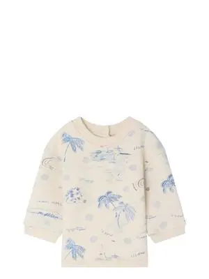 Bonpoint Organic Cotton Dady Sweatshirt With Graphic Print - Blue