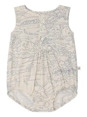 Bonpoint Sleeveless Printed Cotton Bodysuit - Navy