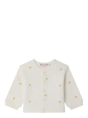 Bonpoint Embroidered Cherry Cotton Cardigan - Ivory