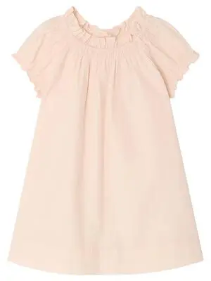 Bonpoint Cotton Dress With Button-up Fastening And Elasticated Trims - Pink