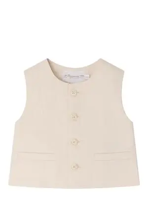 Bonpoint Stretch-cotton Button-up Waistcoat - Ivory