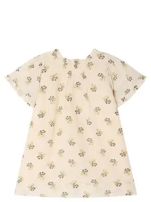 Bonpoint Cotton Lucie Dress With Floral Print - Ivory