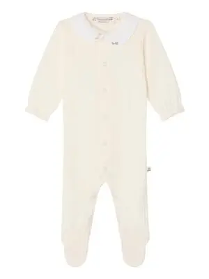 Bonpoint Cotton All-in-one With Embroidered Collar - White