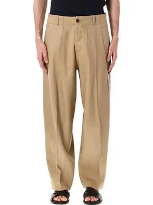 NINE:INTHE:MORNING Linen Viscose Blend Trousers - Brown