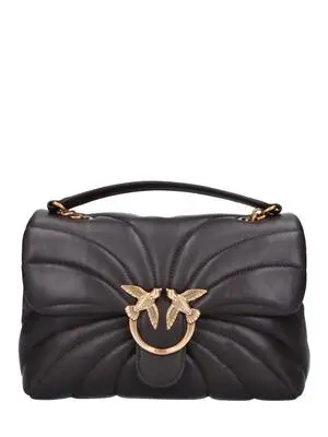 Pinko Mini Leather Shoulder Bag With Gold Tone Clasp - Brown