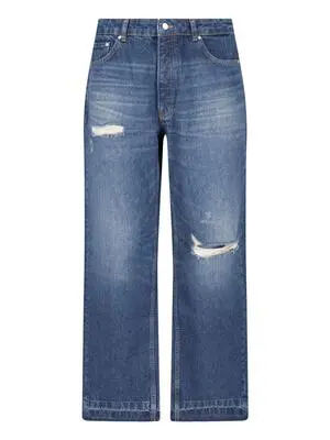 REPRESENT Distressed Straight-leg Jeans - Blue