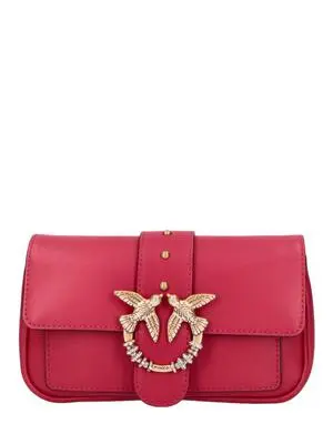 Pinko Structured Leather Crossbody Bag With Logo Clasp - Red