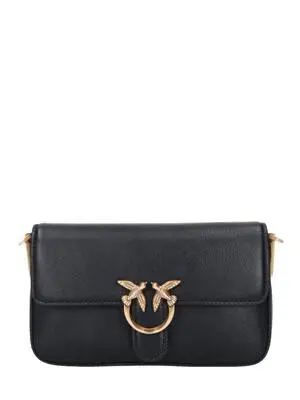 Pinko Leather-effect Shoulder Bag With Gold Tone Buckle - Black