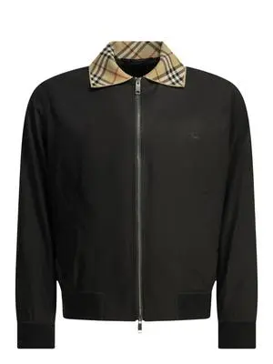 BURBERRY Burberry Embroidered Logo Cotton Jacket With Checked Collar