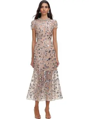 SELF-PORTRAIT Mini Dress With Sequined Embellishment - Argento