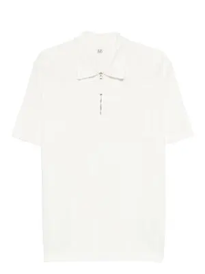 C.P. COMPANY C. P. Company Zip Detail Short Sleeve Polo Collar For - White