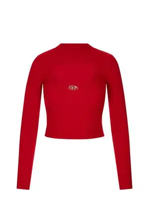 DIESEL® Ribbed Knit Cutout Mock Neck Long Sleeve Cropped Top - 612formulared