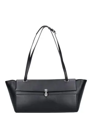 Savette 100% Calfskin Shoulder Bag - Black
