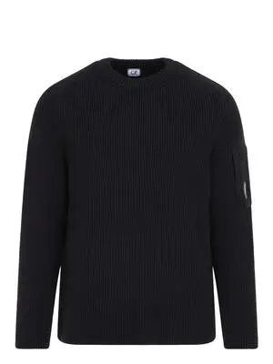 C.P. COMPANY Ribbed Cotton Crewneck Sweater - Black