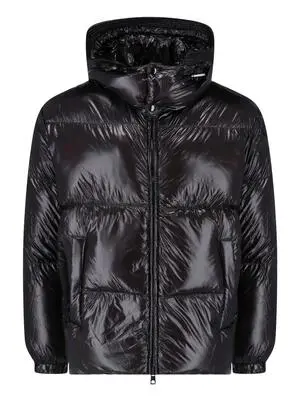 DIESEL® Hooded Zip-up Puffer Jacket - Black