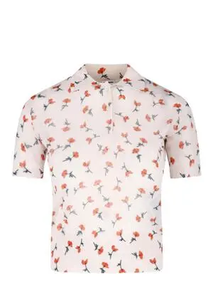 JIL SANDER JIL SANDER Floral Print Short-Sleeve Knit Polo Pink