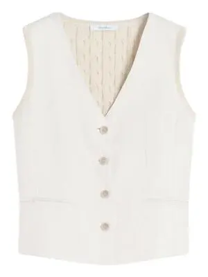 Max Mara Max Mara Linen And Cable Knit Vest Beige
