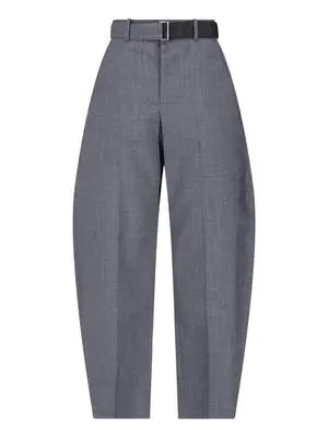 Sacai Tailored 100% Wool Trousers With Architectural Detail - Grey