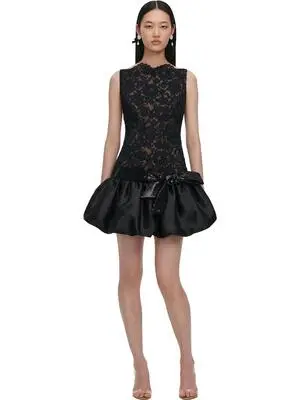 SELF-PORTRAIT Sequin Bow Mini Dress - Nero