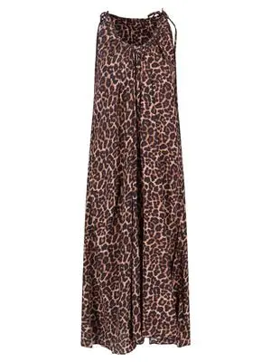ANINE BING Leopard Print Silk-blend Mini Dress - Brown