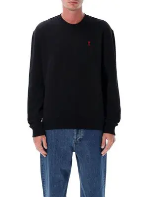 AMI Paris Embroidered Heart Crewneck Sweatshirt - Nero