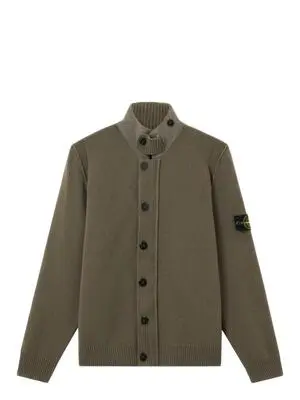 STONE ISLAND Stone Island Ribbed Wool Zip Sweater With Felt Trim