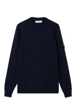 Stone Island Ribbed Knit Sweater With Reversed Shoulder Bands - Blu