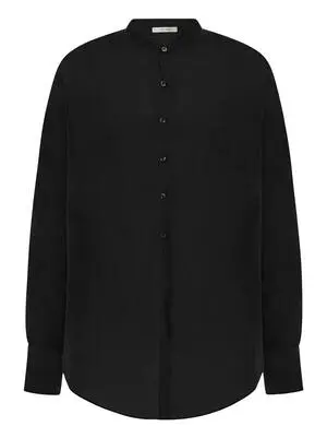 THE ROW Lula Long-sleeved Silk Poplin Shirt - Black