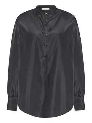THE ROW Lula Long-sleeved Silk Poplin Shirt - Black