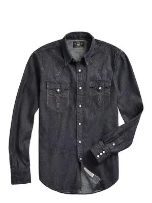 Ralph Lauren Slim Fit Denim Western Shirt - Rinse