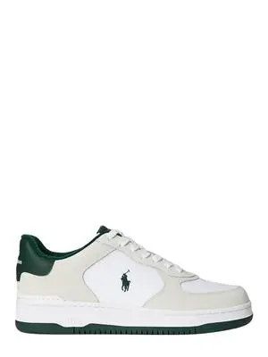 Ralph Lauren Masters Court Nubuck-paneled Low-top Sneakers - White/forest