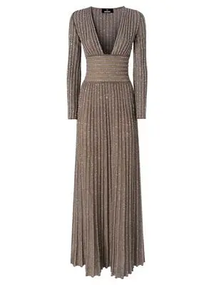 Missoni Long-sleeve Deep Neckline Maxi Dress - Pink