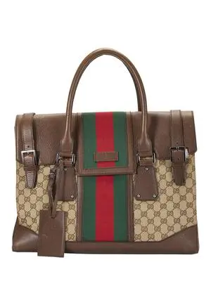 Gucci Original Gg Monogram Satchel Briefcase - Brown